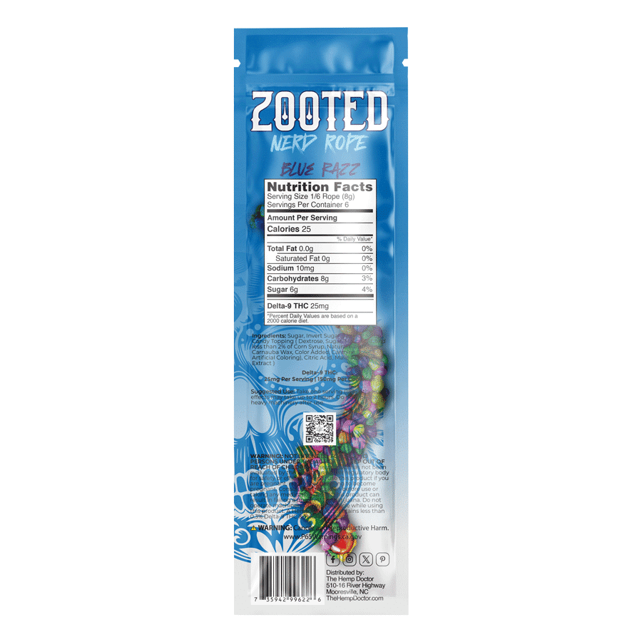 ZOOTED THC Nerd Rope Edible | High Potency 150mg | The Hemp Doctor